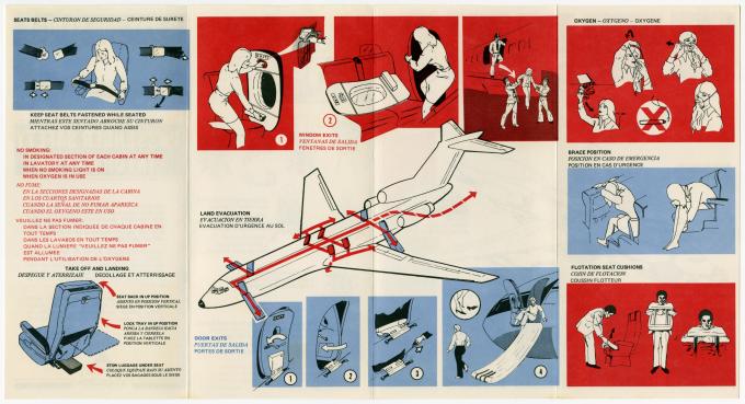 safety information card: Delta Air Lines, Boeing 727-200 | SFO Museum